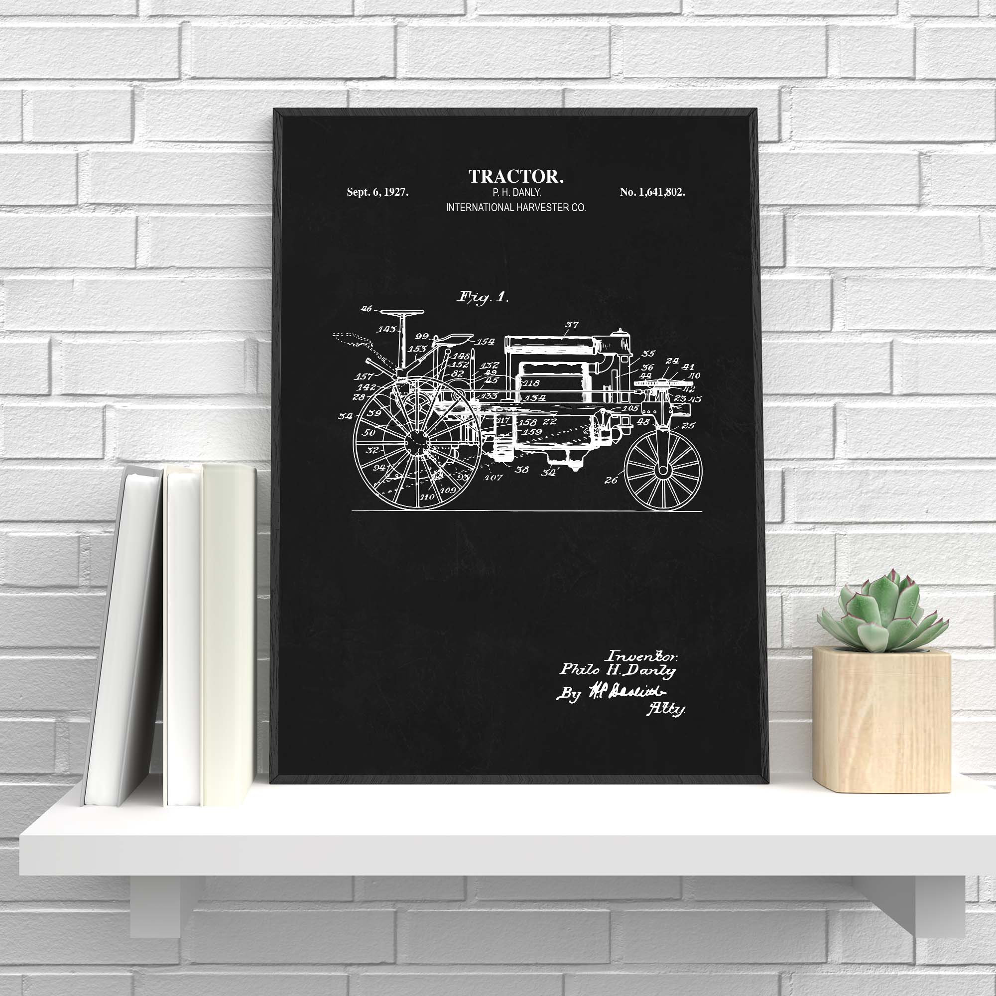 Tractor Poster Antique 1927 Tractor Patent Print Chalkboard Farm Print ...