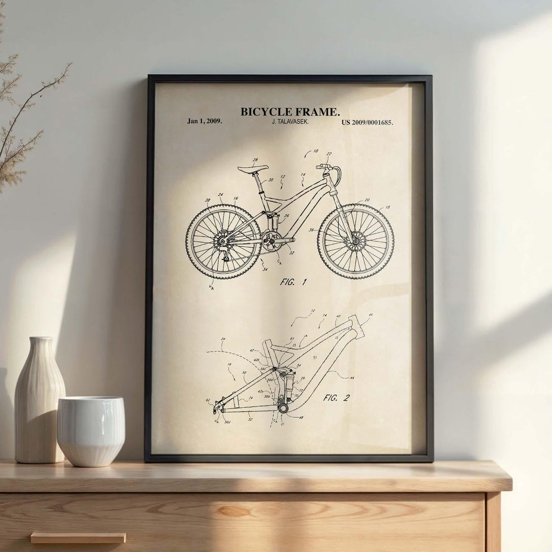 Mountain Bike Wall Art | Bicycle Frame Patent Art | DIGITAL DOWNLOAD ...