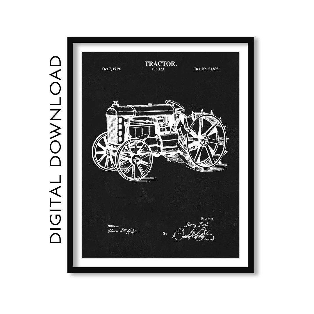 Vintage Farm Tractor Wall Art | Antique 1919 Tractor Patent Print ...