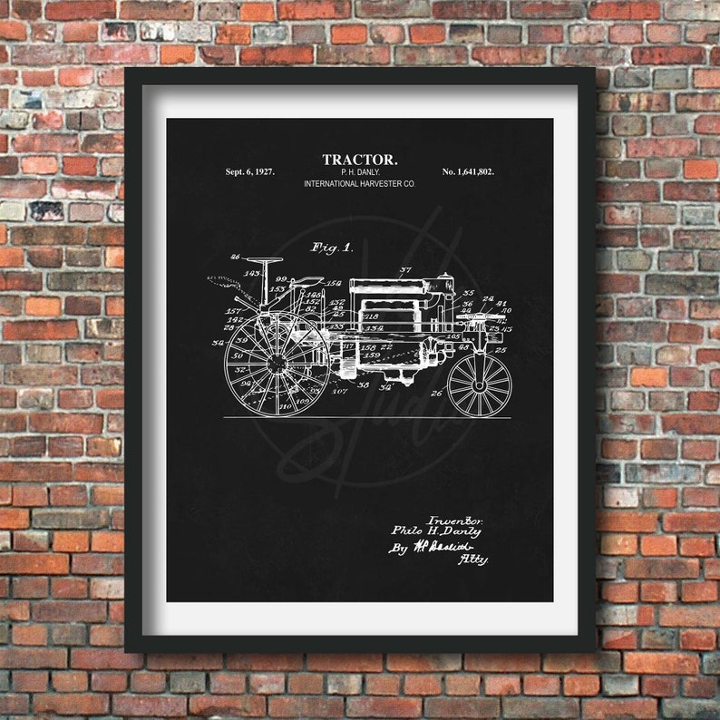 Tractor Poster Antique 1927 Tractor Patent Print Chalkboard Farm Print ...