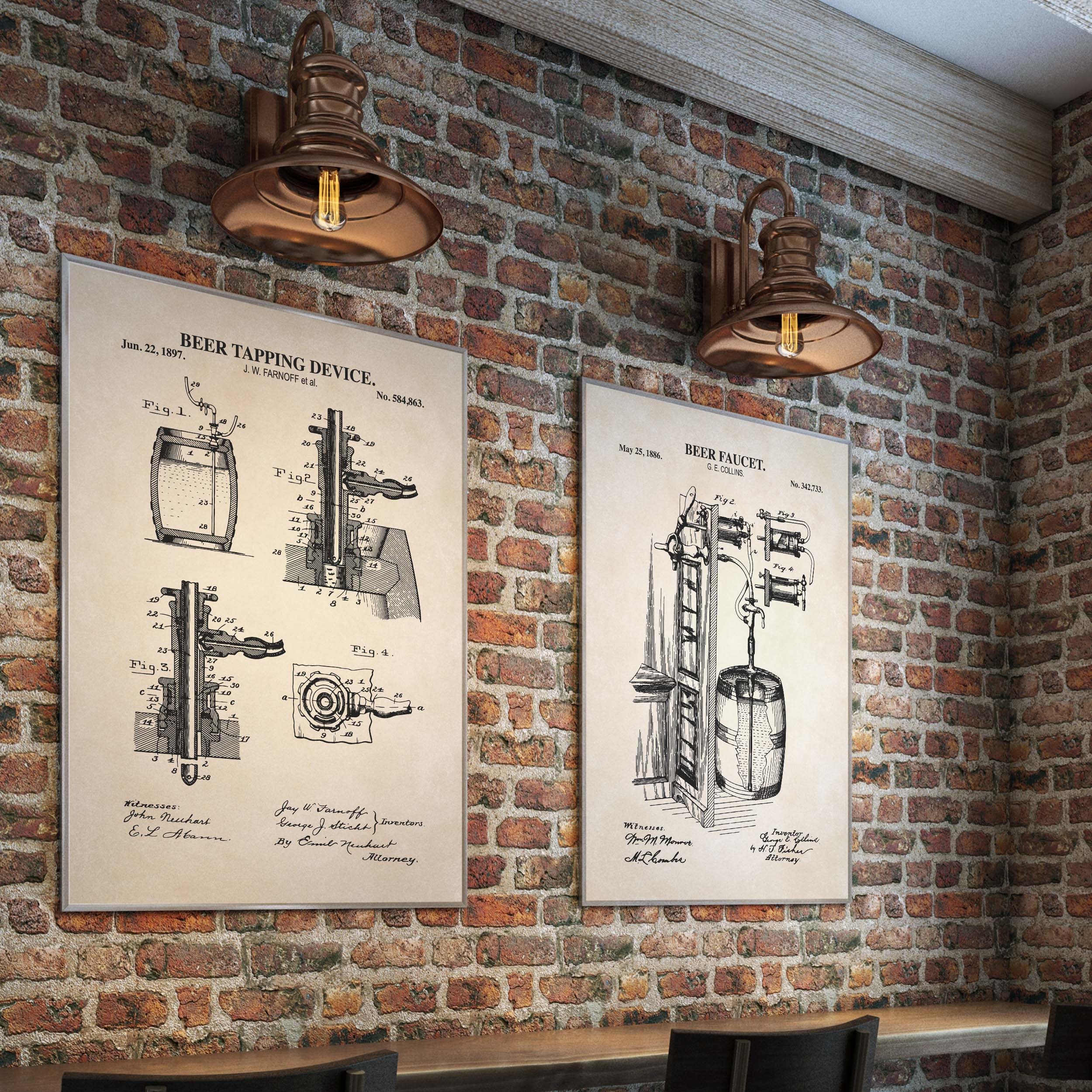 Vintage Beer Wall Art Beer Faucet, Beer Mug and Beer Tapping Device ...