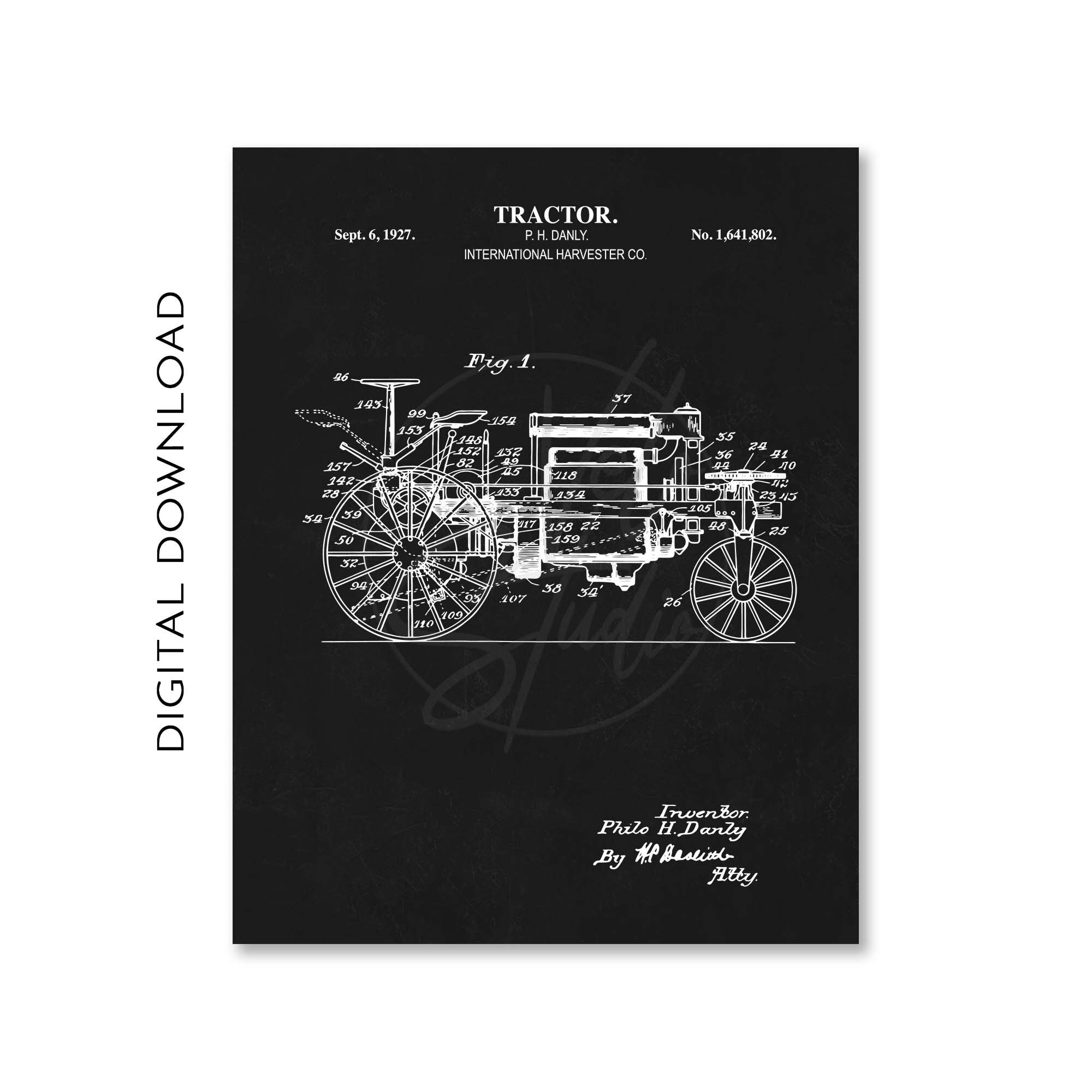 Tractor Poster Antique 1927 Tractor Patent Print Chalkboard Farm Print ...