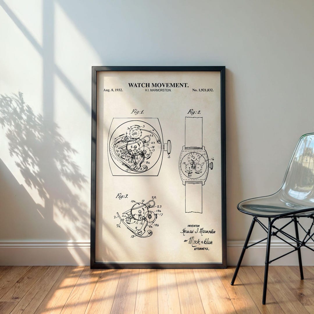 Watch Movement Patent Print | Vintage Watch Wall Art | DIGITAL DOWNLOAD ...