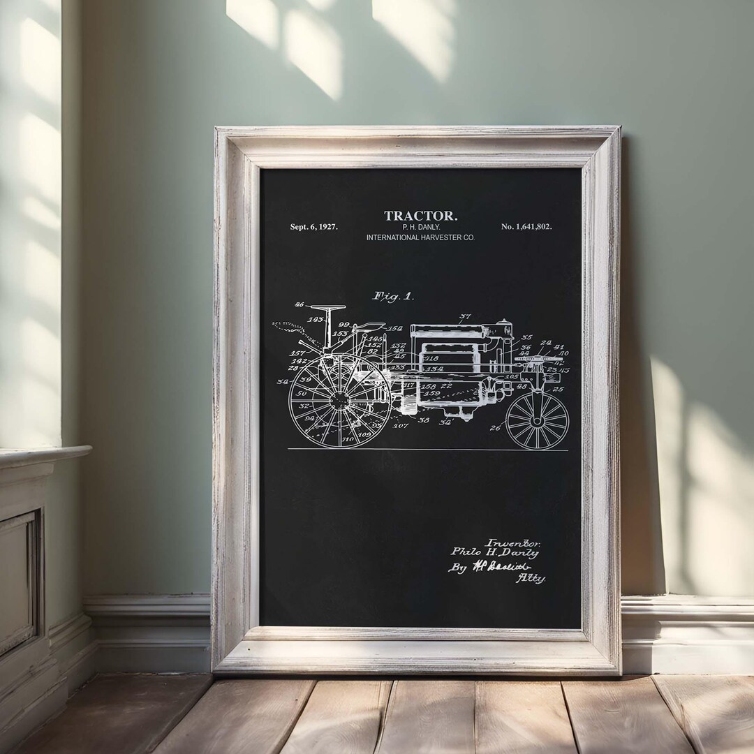 Tractor Poster | Antique 1927 Tractor Patent Print | Chalkboard ...