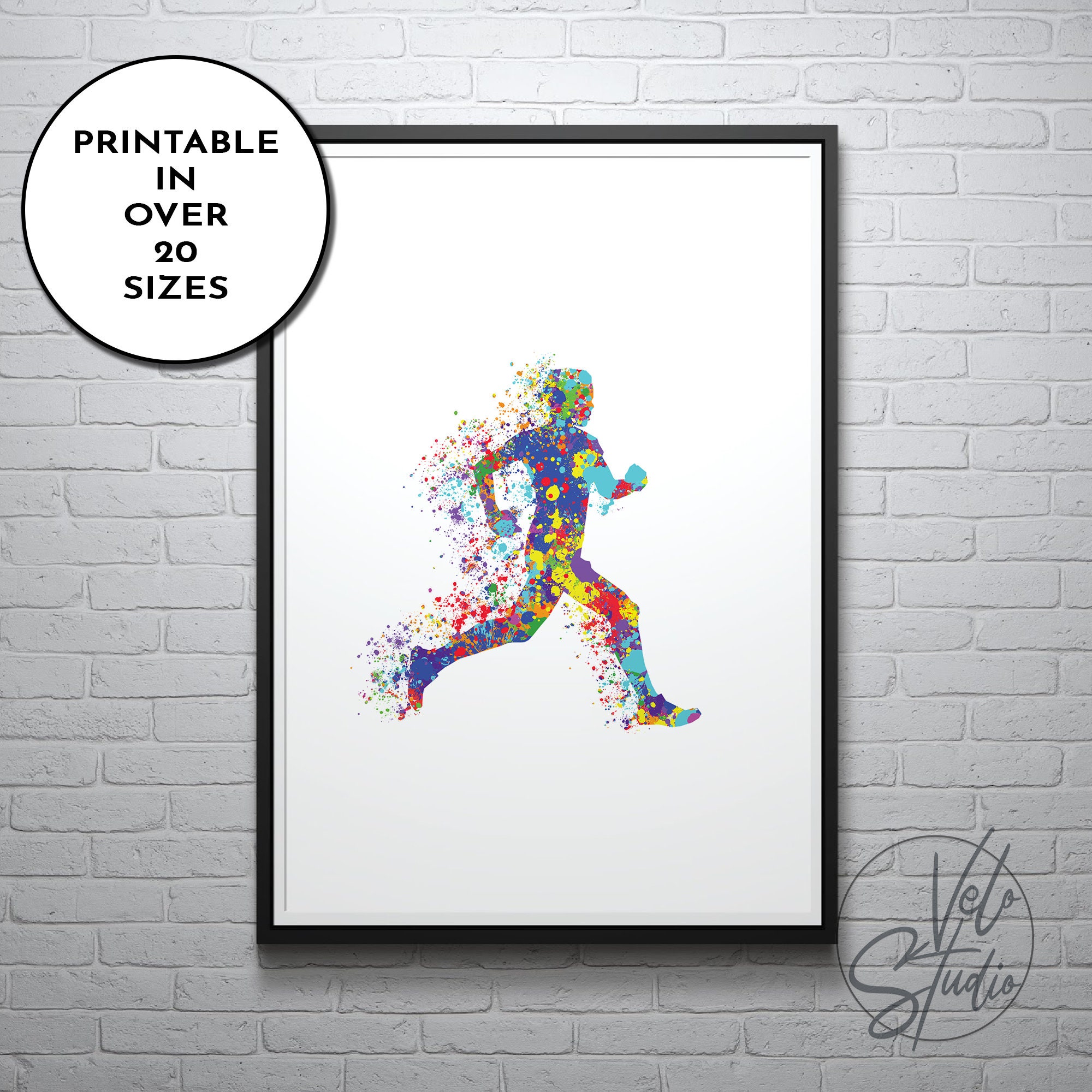 Running Wall Art Watercolor Splash Print Digital Download - Etsy