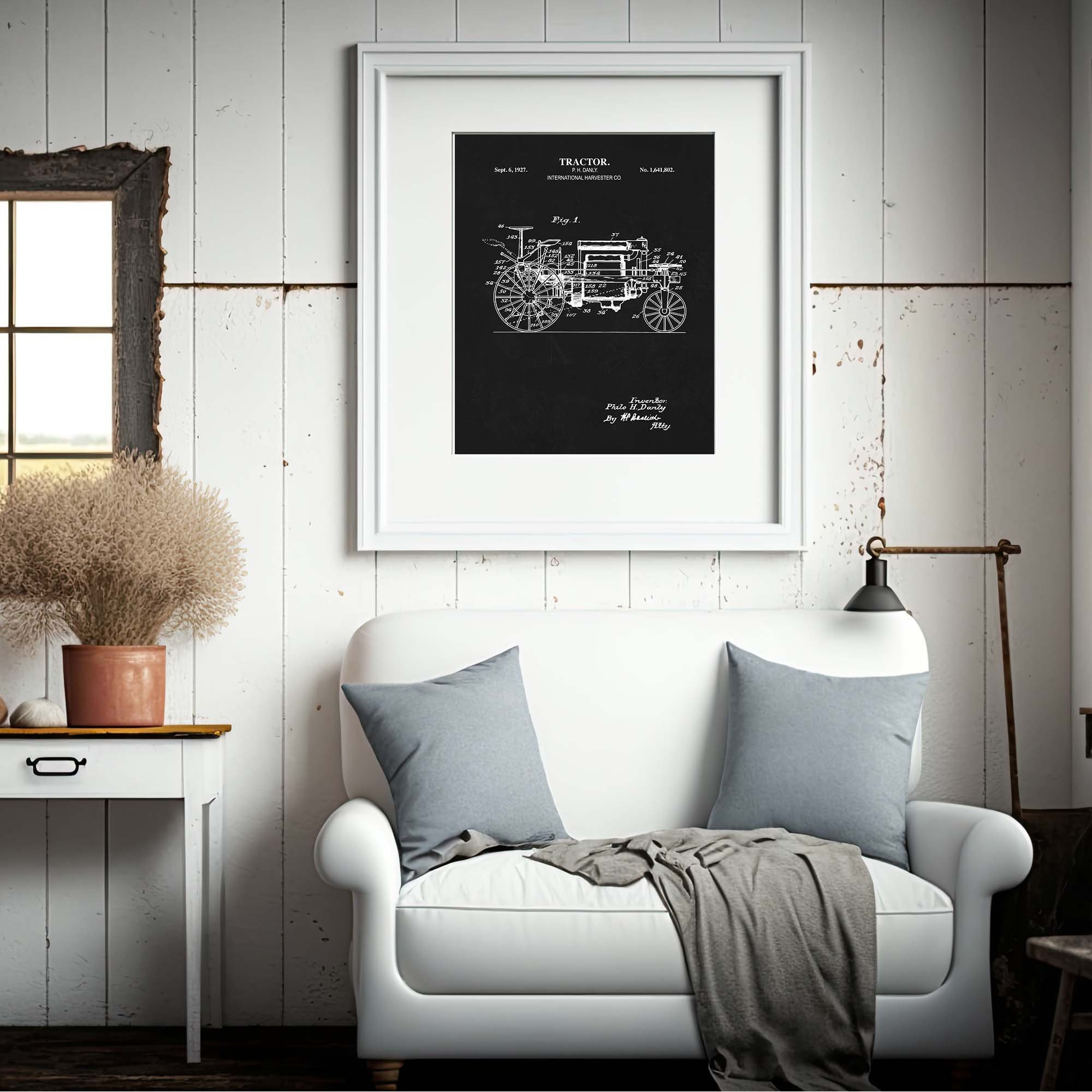 Tractor Poster Antique 1927 Tractor Patent Print Chalkboard Farm Print ...