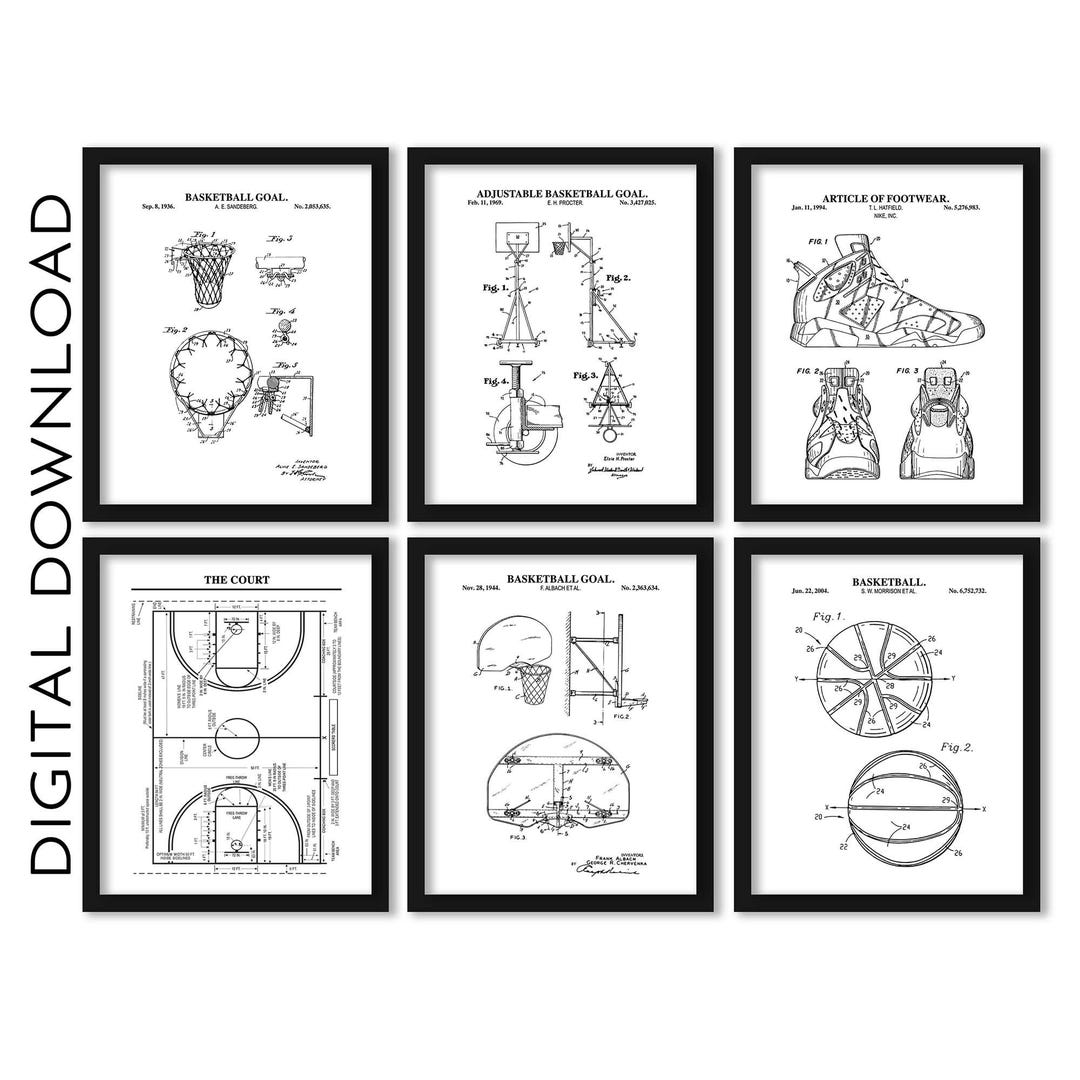 Basketball Wall Art | Patent Prints for Basketball, Backboard Hoop ...