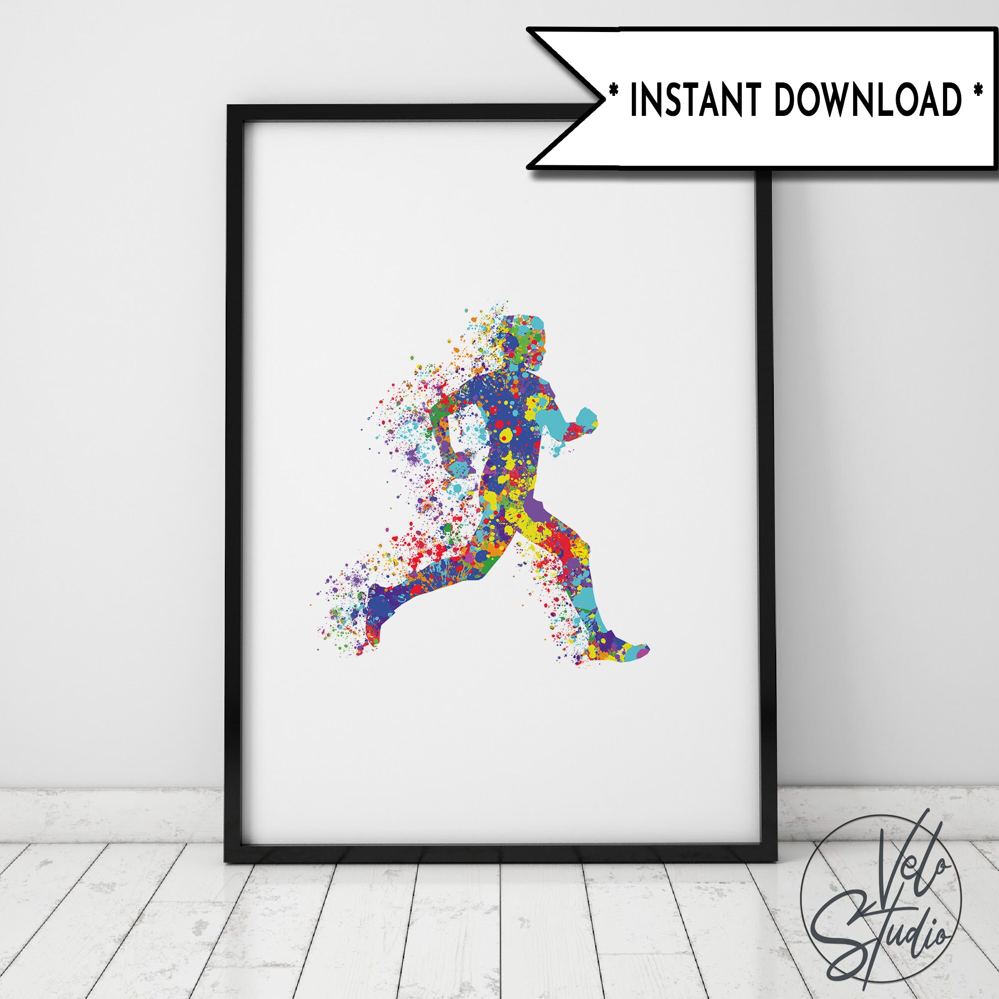 Running Wall Art Watercolor Splash Print Digital Download - Etsy