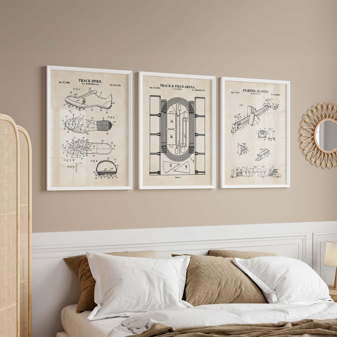 Track & Field Wall Art Set | Track Diagram, Spikes and Starting Block ...