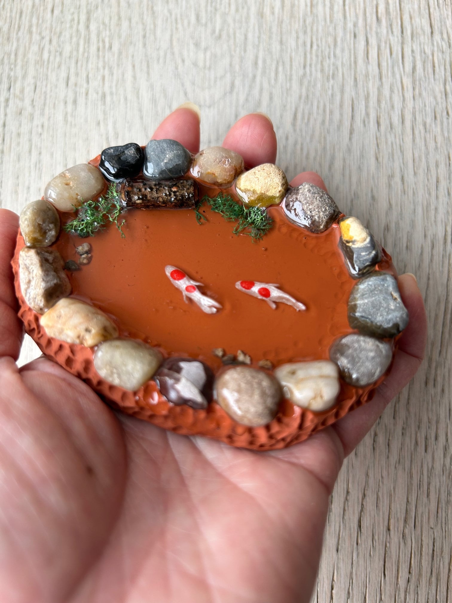 Miniature Koi Pond Koi, Rocks, Water Plant, and Wood for Fairy Garden ...