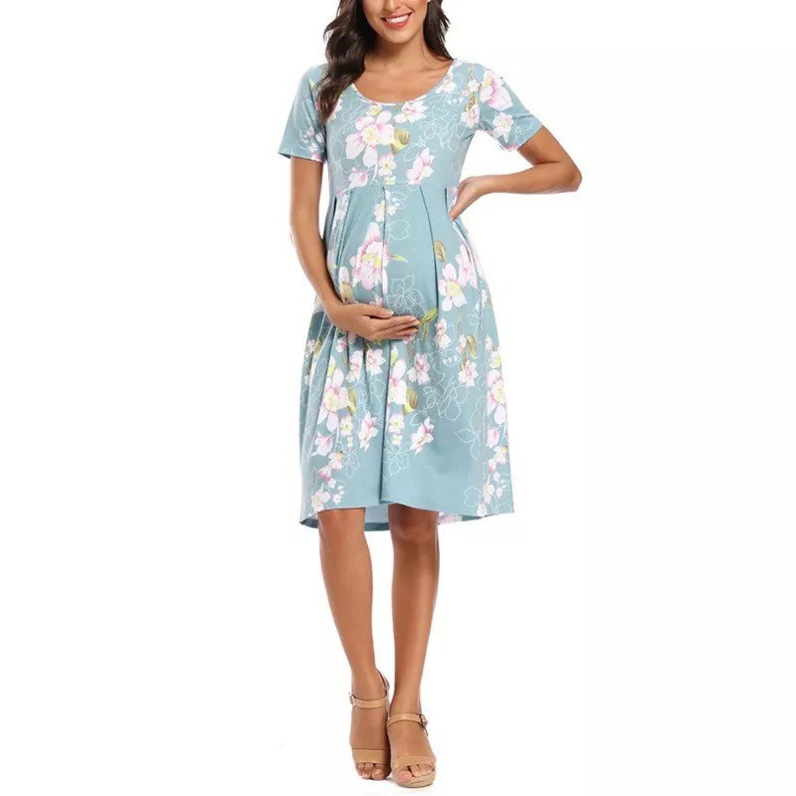 Womens Floral Short Sleeve Loose Maternity Dresses Pregnancy - Etsy