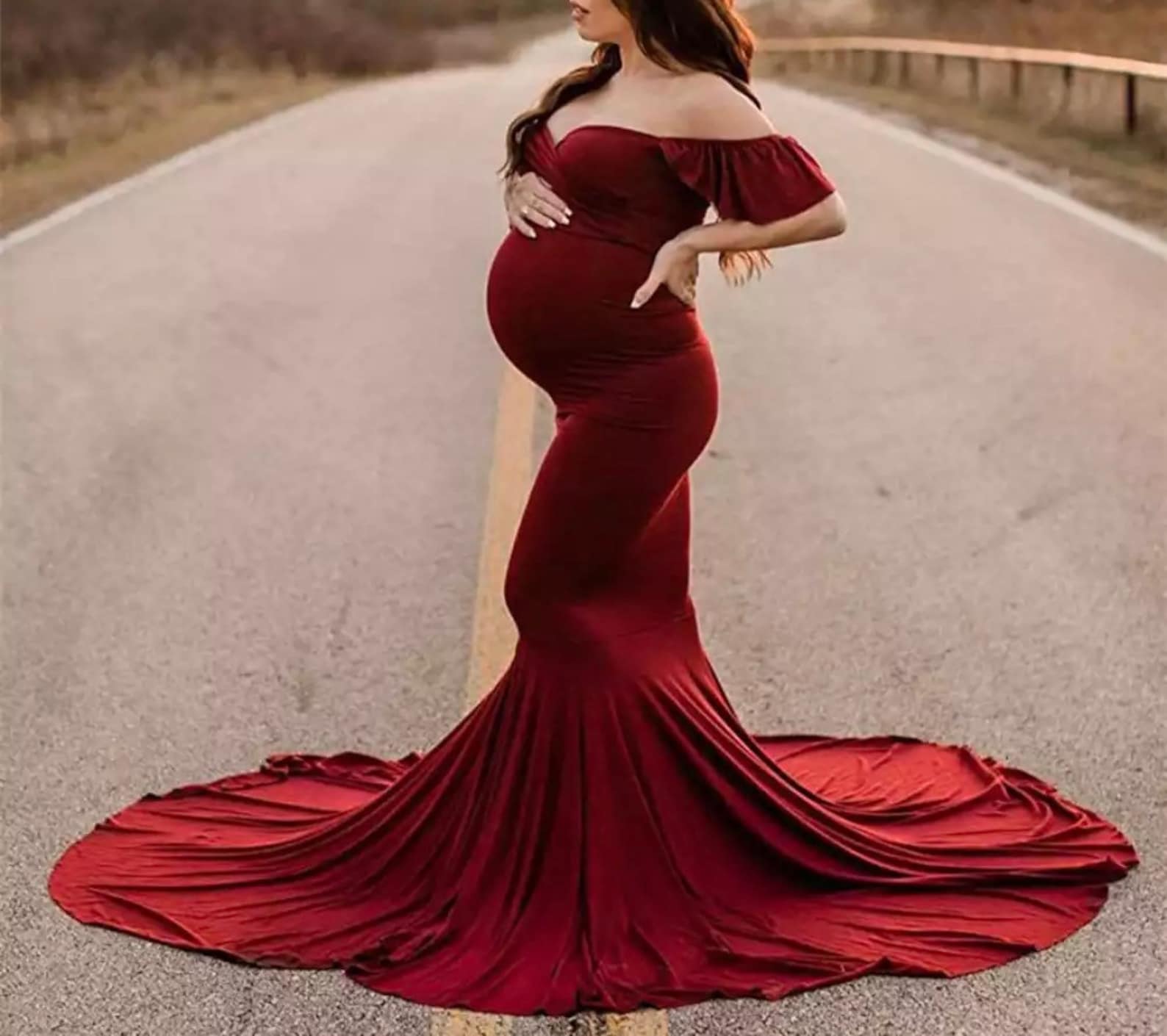 Shoulderless Maternity Dresses for Photo Shoot Sexy Ruffles - Etsy
