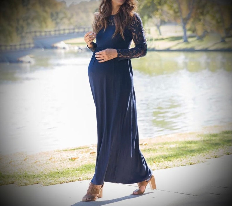 Autumn Lace Pregnancy Dress Long Sleeve Maternity Gown Nursing | Etsy