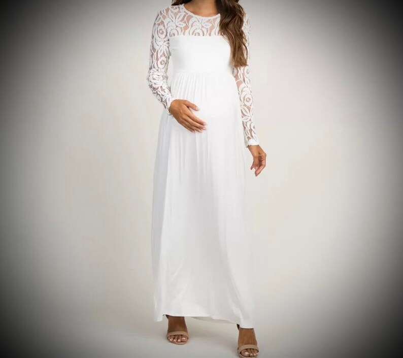 Autumn Lace Pregnancy Dress Long Sleeve Maternity Gown Nursing | Etsy