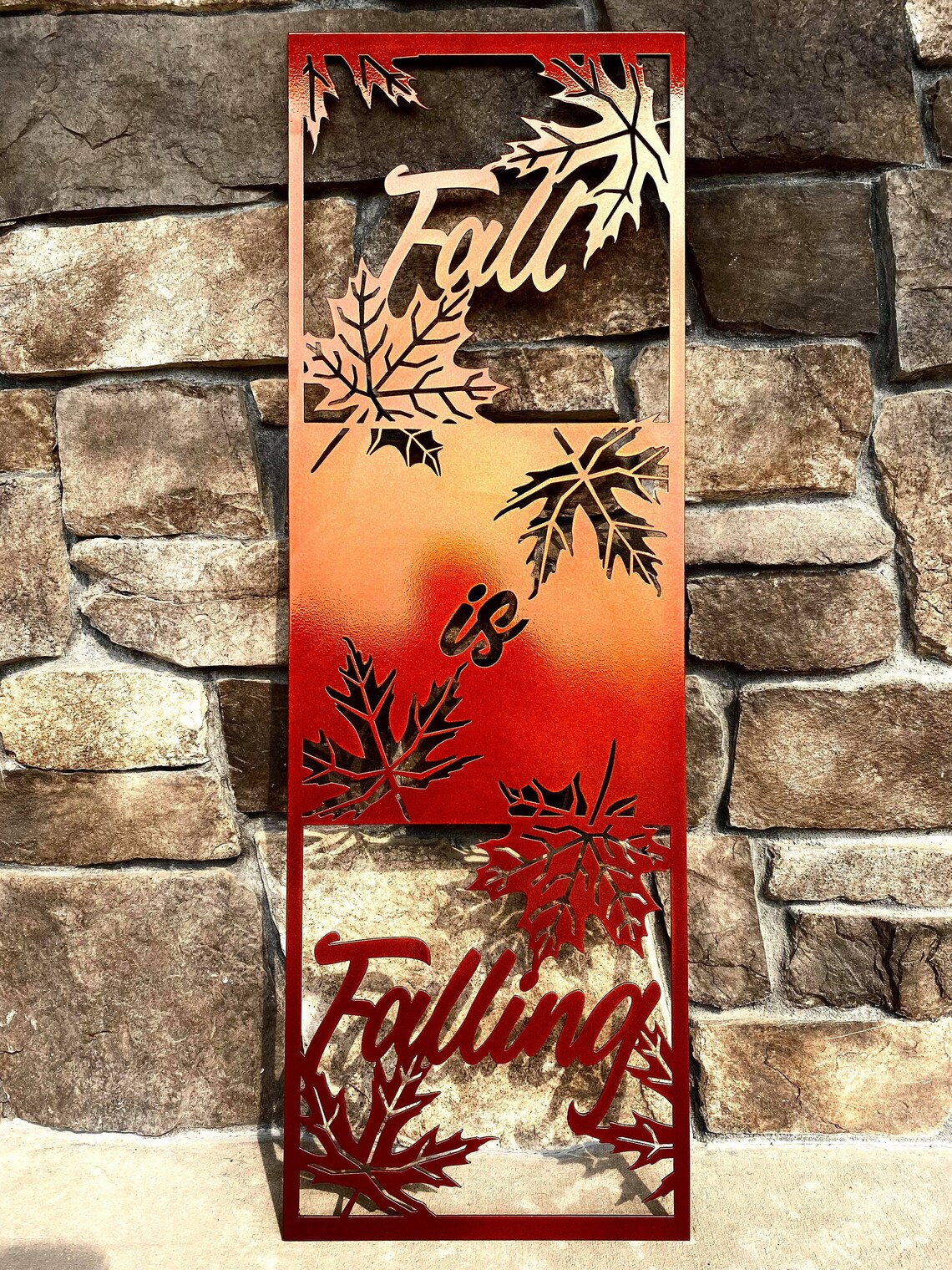 Autumn Leaves Wall Art Fall is Falling Metal Decoration | Etsy