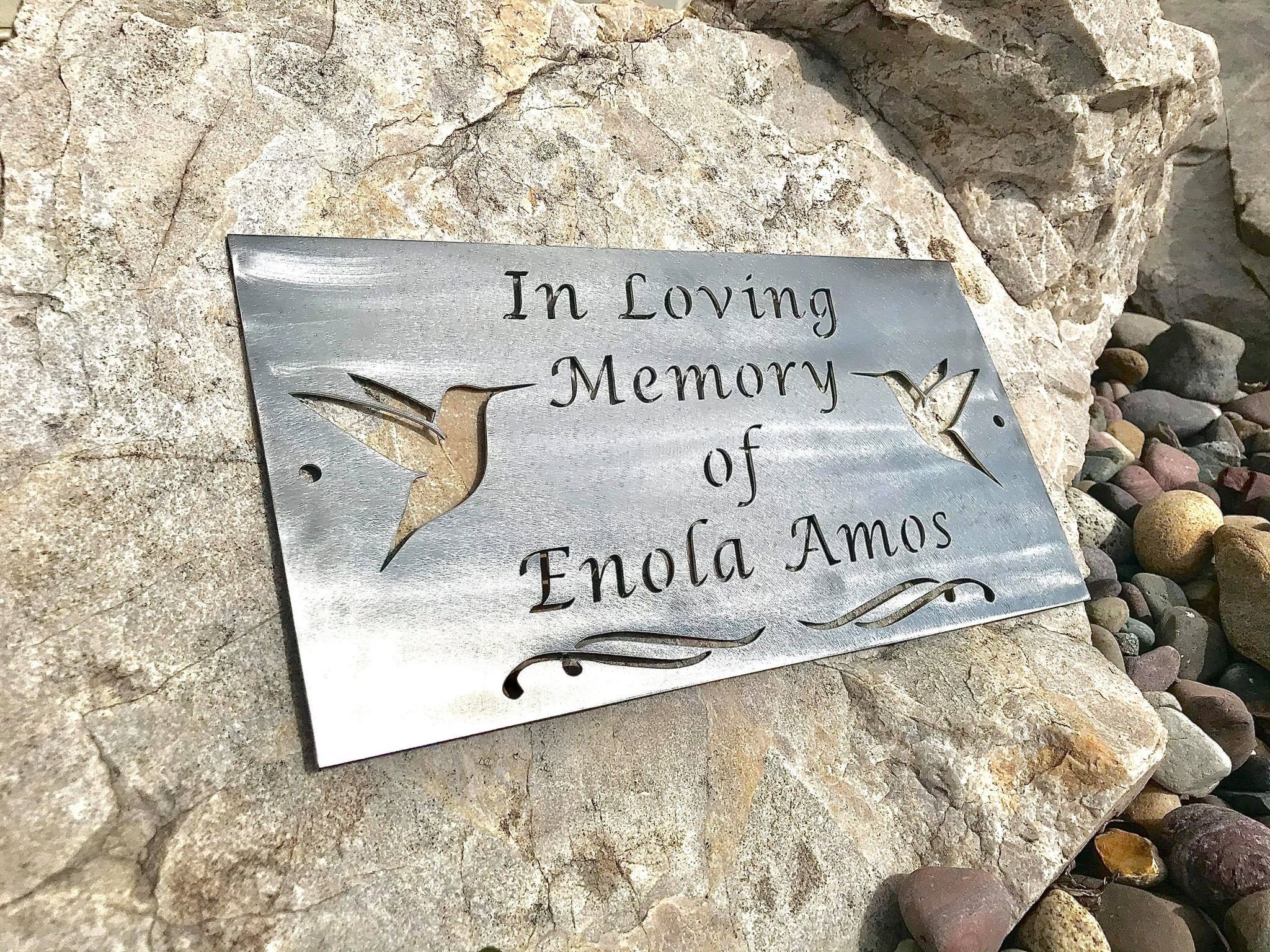 Custom Metal Memorial Plaque: Hummingbird Grave Marker - Etsy