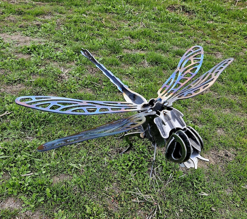 3D Metal Dragonfly Sculpture DXF File – CNC Tab & Slot Fabrication ...