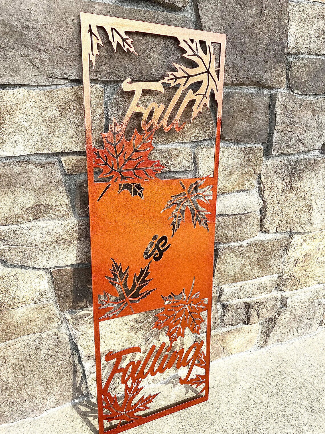 Autumn Leaves Wall Art Fall is Falling Metal Decoration | Etsy