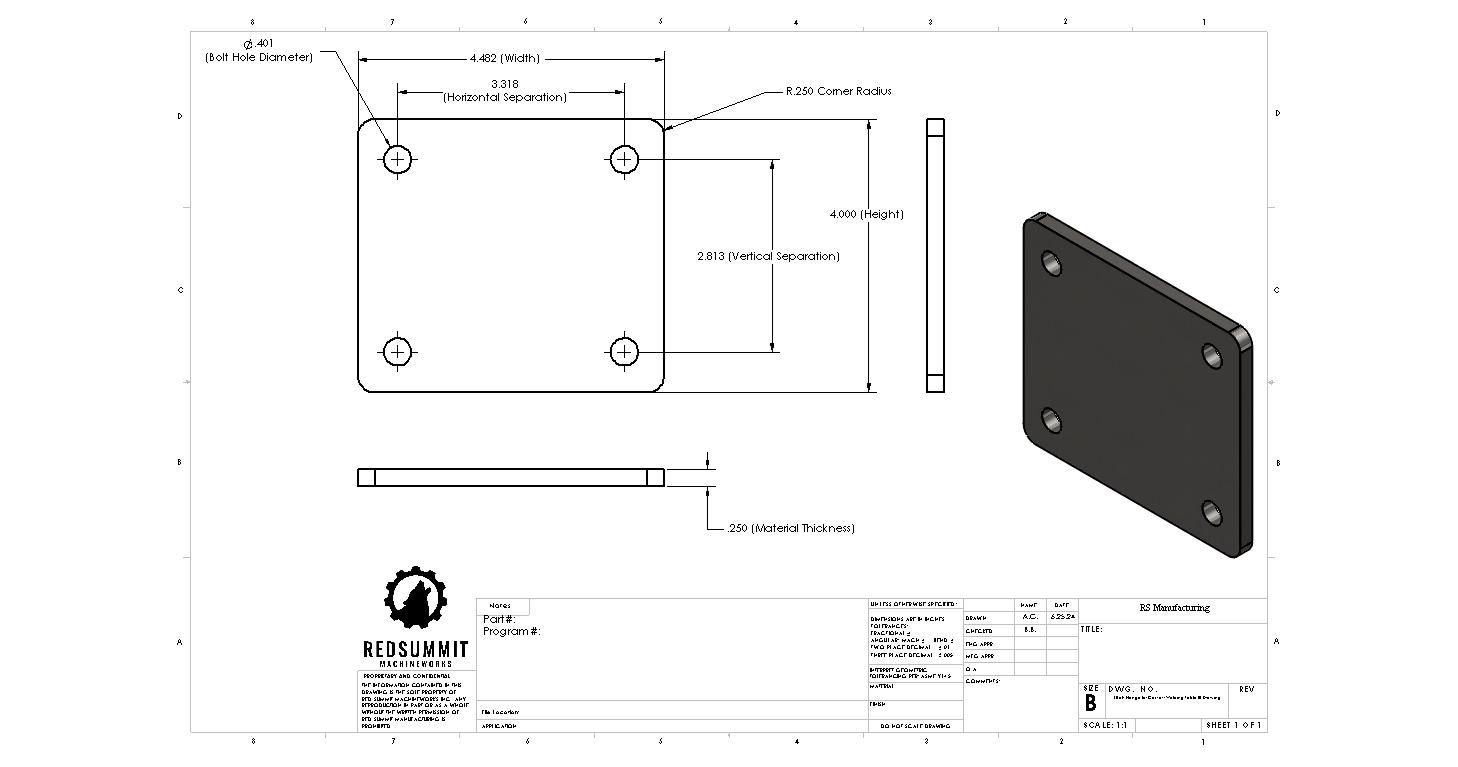 Custom 4-bolt Caster Mounting Plate File: DXF + STEP (digital Download ...