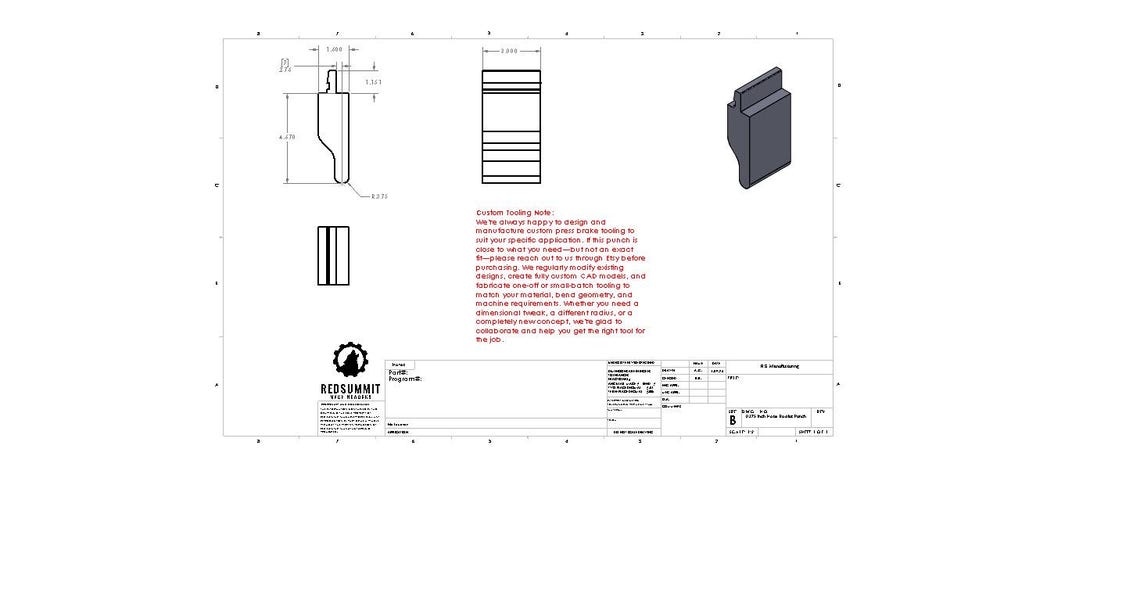 0.375" Nose Radius Press Brake Punch – DXF / STEP - Etsy