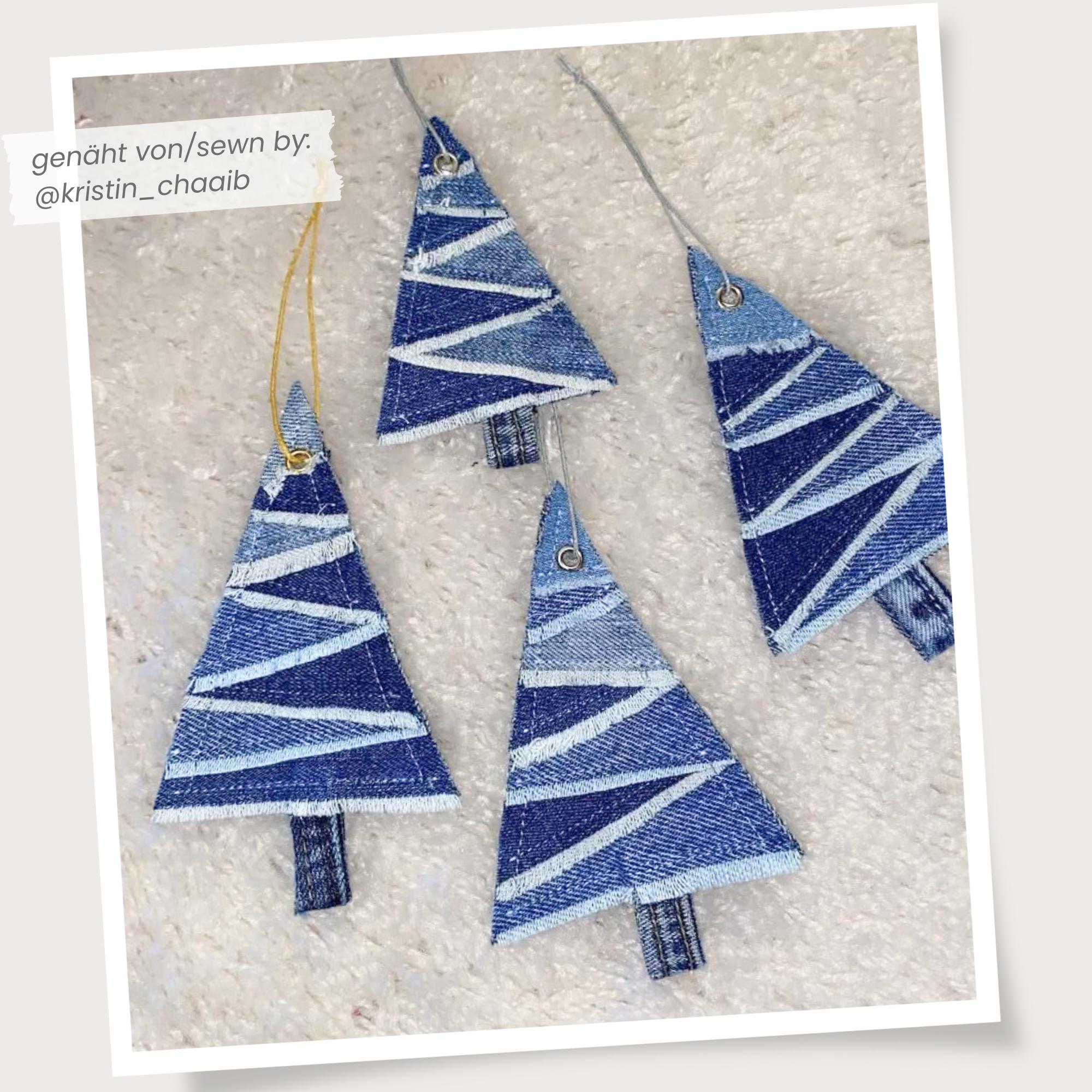 Sewing Pattern – 4 Christmas Ornaments From Upcycled Jeans | Tree, Bell ...