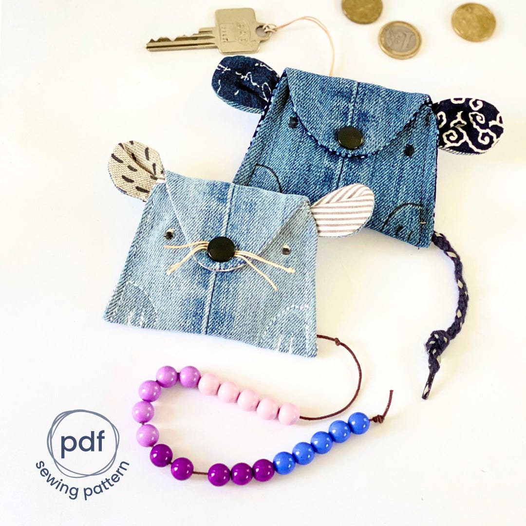Coin Purse Sewing Pattern, Easy Sewing Project, Mouse Wallet Pattern ...
