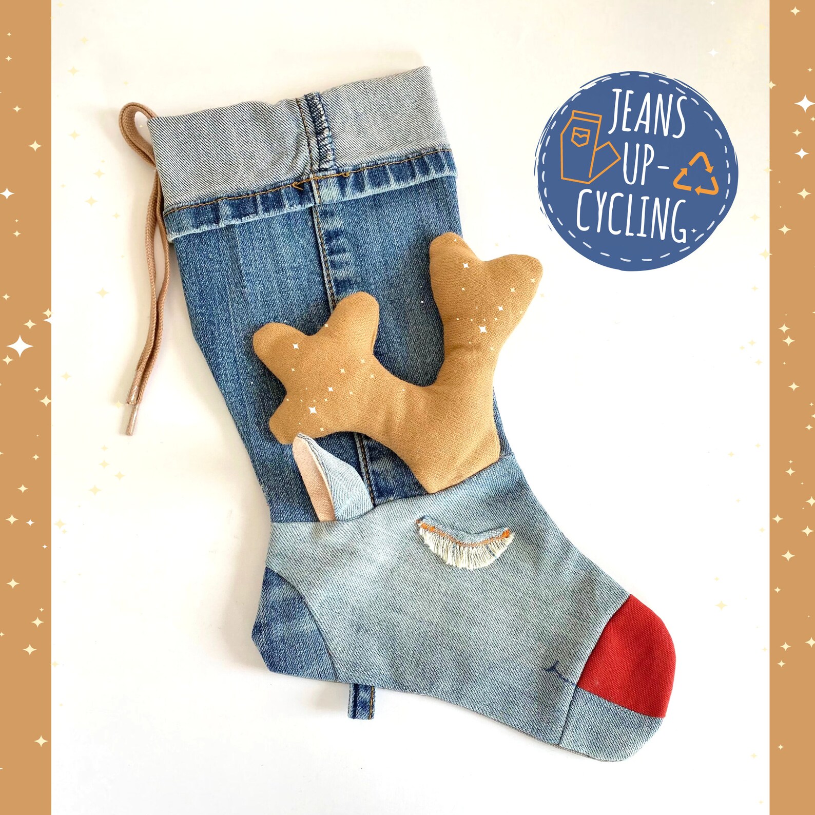 Christmas Stocking Pdf Pattern Upcycle Jeans Idea Reindeer - Etsy