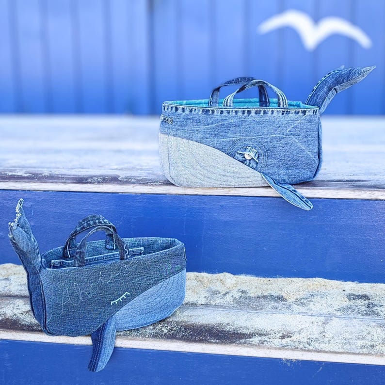 Whale Sewing Pattern, Fabric Basket, Denim Whale Pattern in 2 Sizes ...