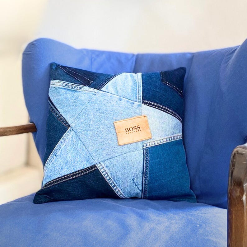 Easy Throw Pillow Pattern, Star Pillow Sewing Pattern, Denim Upcycling ...