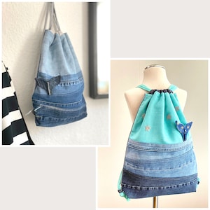 Drawstring Bag Pattern, 3 Diff. Sizes, Lined Drawstring Backpack Sewing ...