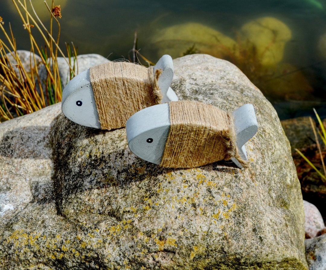 Concrete Fish Set, wrap Fish Natural, Hand-cast Maritime Decoration - Etsy