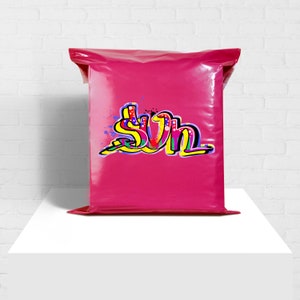 Custom Hot Pink Poly Bags, Full Color Print Personalized Packaging ...