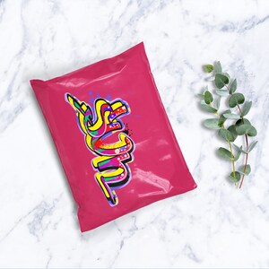 Custom Hot Pink Poly Bags, Full Color Print Personalized Packaging ...