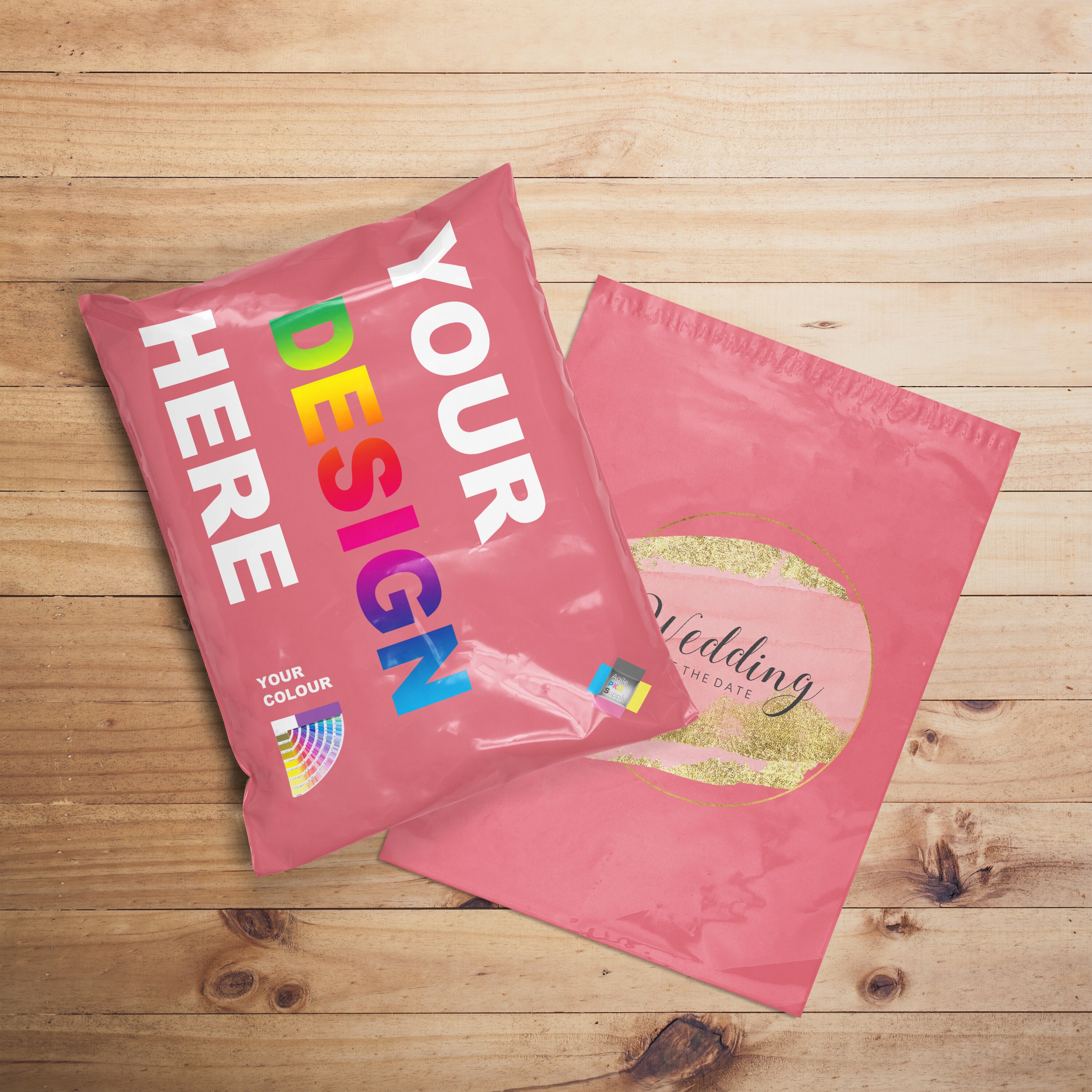 Pink Poly Bags Custom Full Color Print Personalized - Etsy