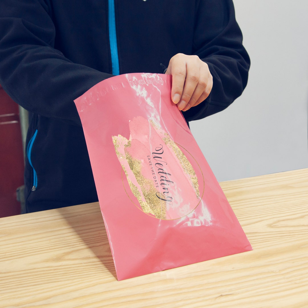 Pink Poly Bags Custom, Full Color Print Personalized Packaging, Plastic ...