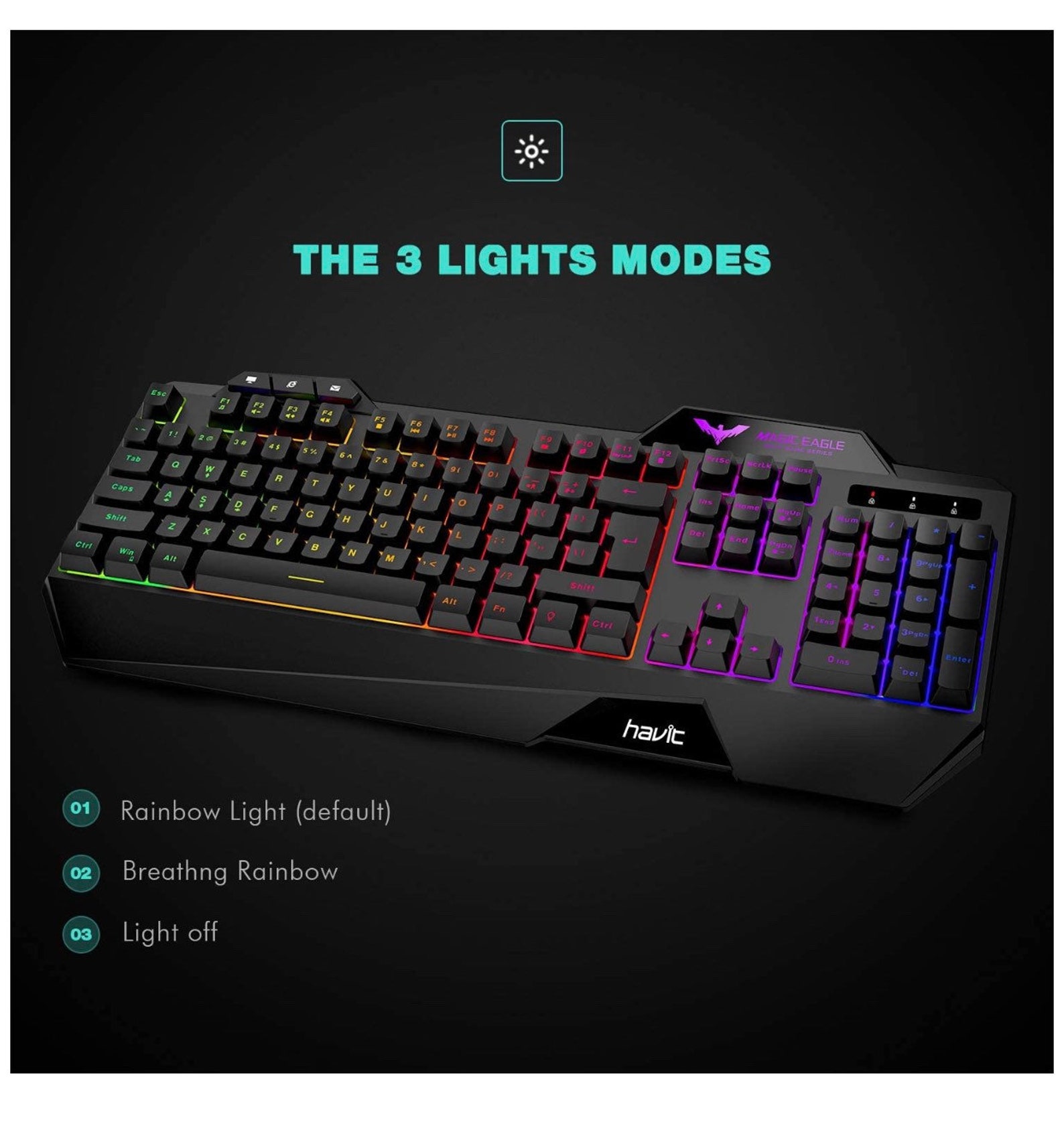 Rainbow Backlit Wired Gaming Keyboard 104 Keys LED USB | Etsy