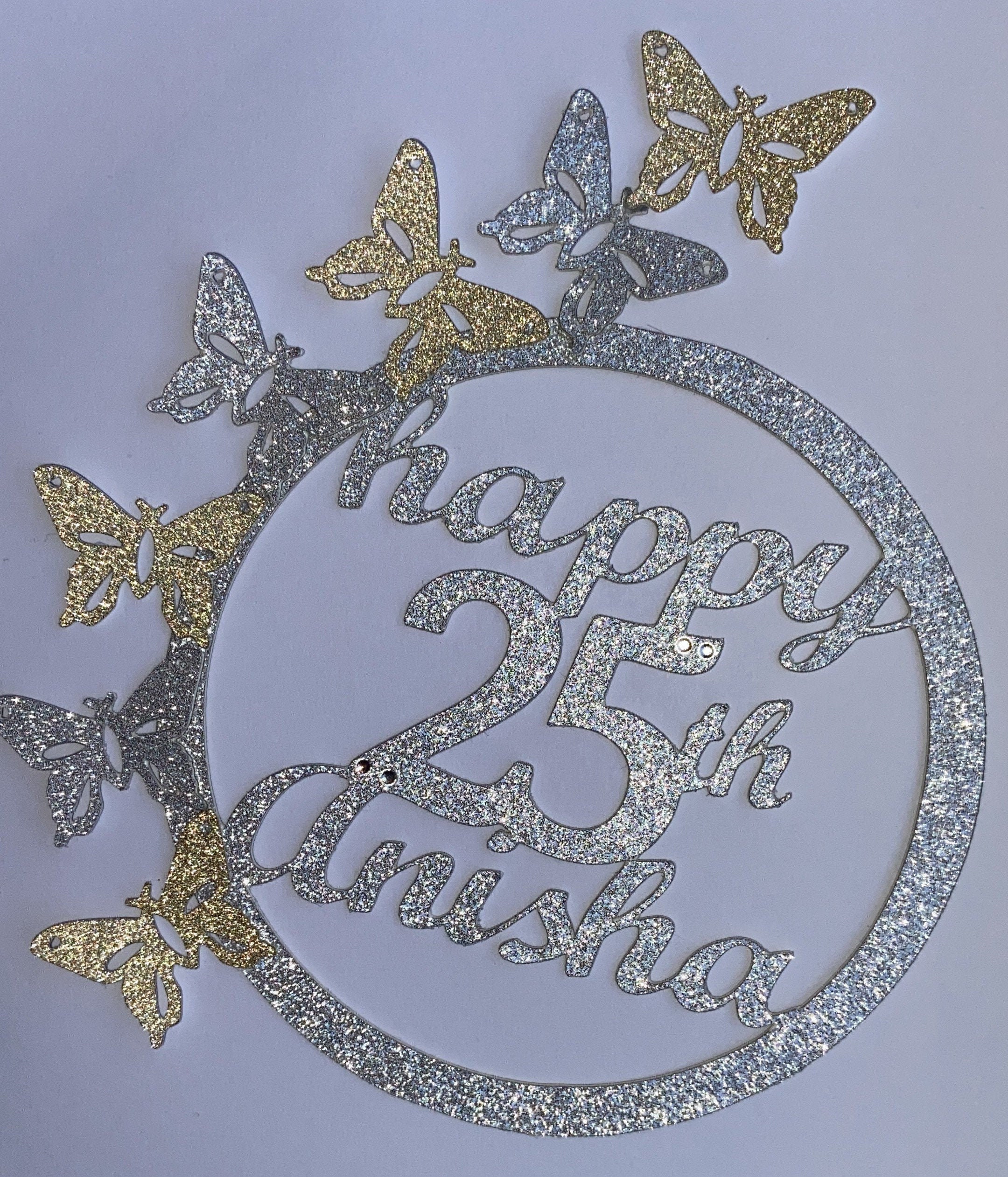 Glitter Card Cake Topper, Personalised Age Topper, Handmade Cake Topper ...