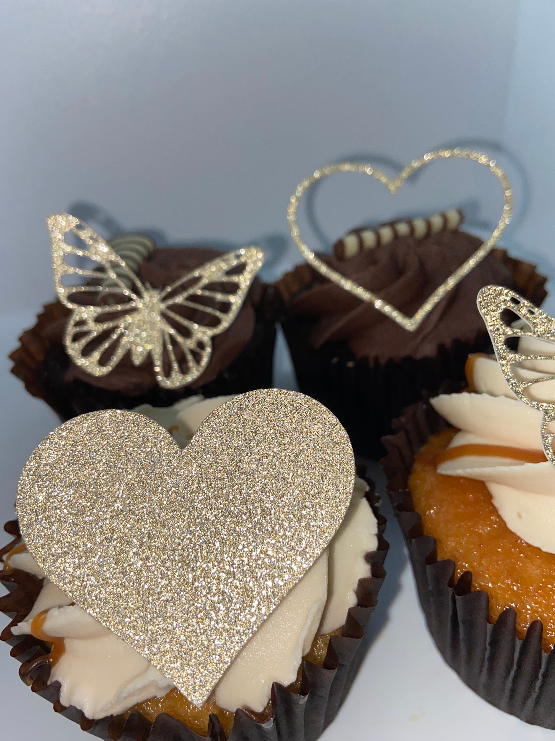 Cupcake Toppers pack of 6 Cake Toppers 6cm 7cm Glitter - Etsy UK