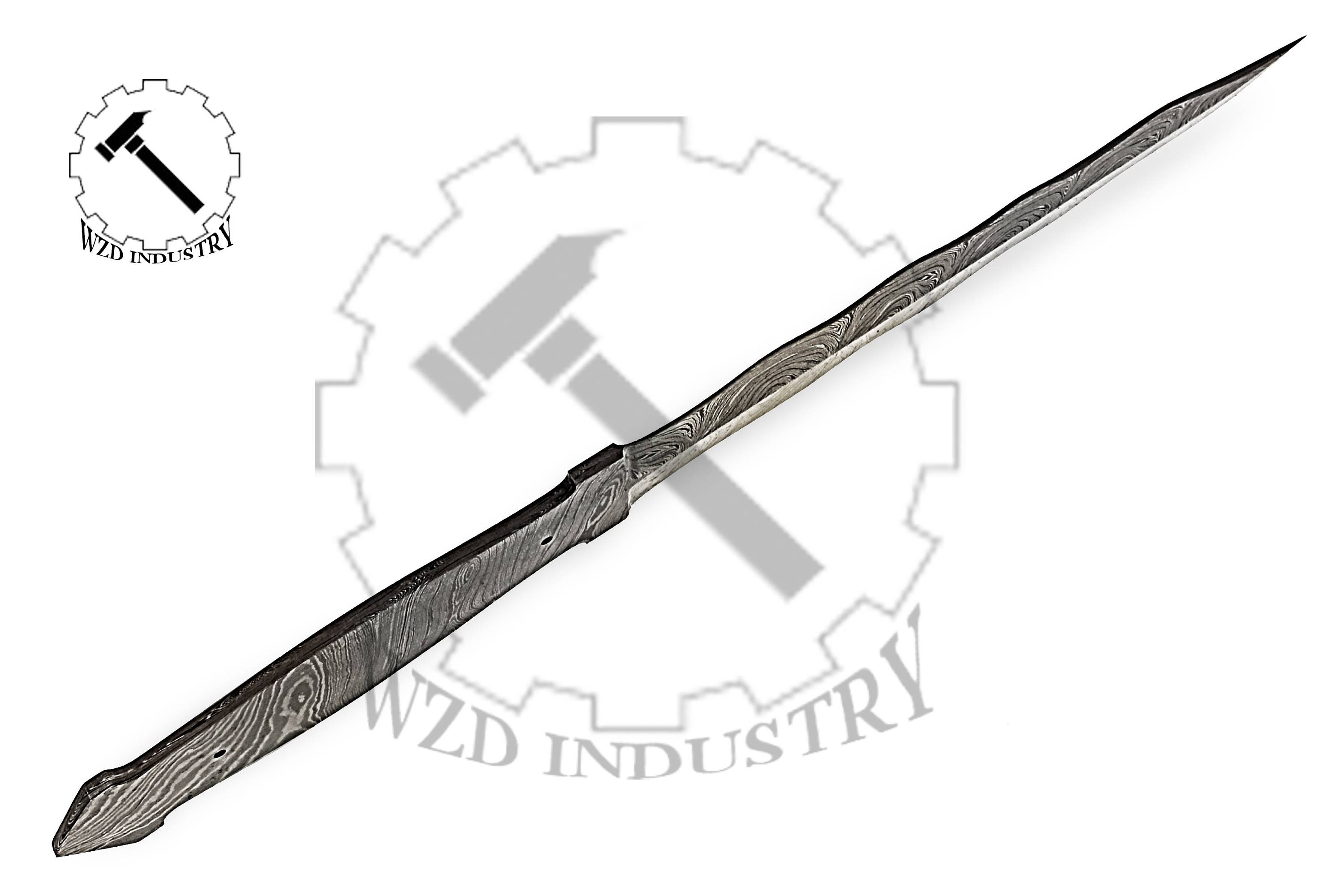 Wave Hunting Knife Handmade Forged Damascus Steel Blank Blade - Etsy