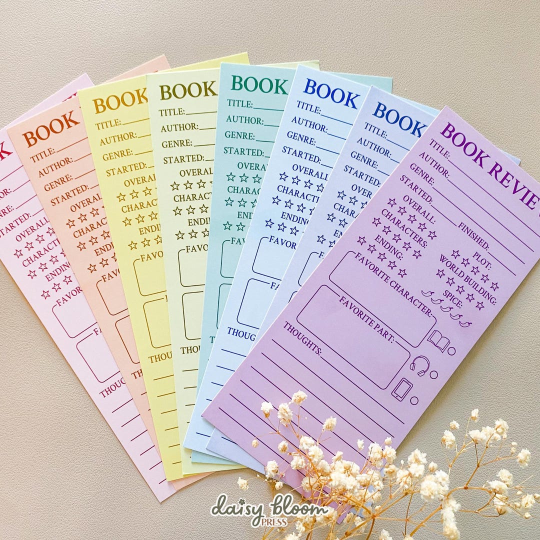 Book Review Bookmark Set of 8 16 Writable Matte Bookmarks for Readers ...