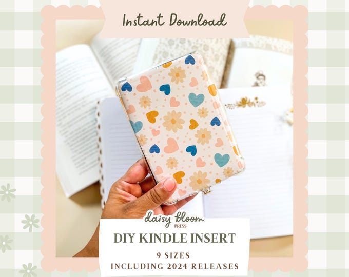 Pink Tulip Ditsy Floral Kindle Case Insert Spring Flower Printable E ...