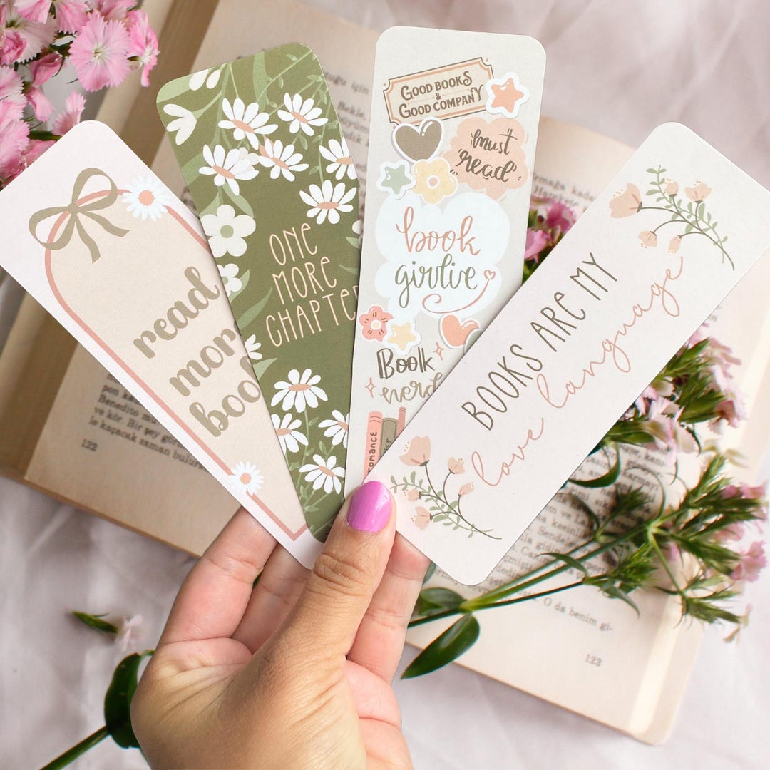 Book Lovers Bookmark Set Cottagecore Aesthetic Bookmark Cute Floral ...