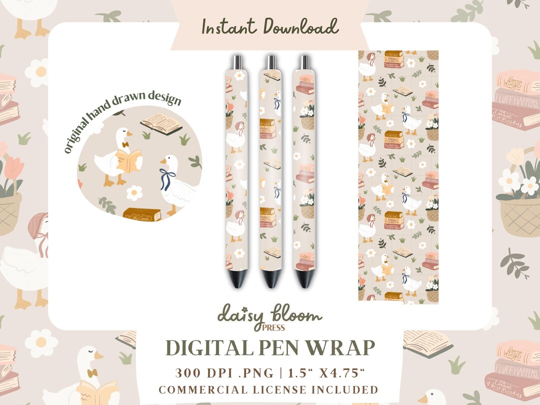 Gentle Geese Reading Society Pen Wrap Digital Design Goose With Books ...