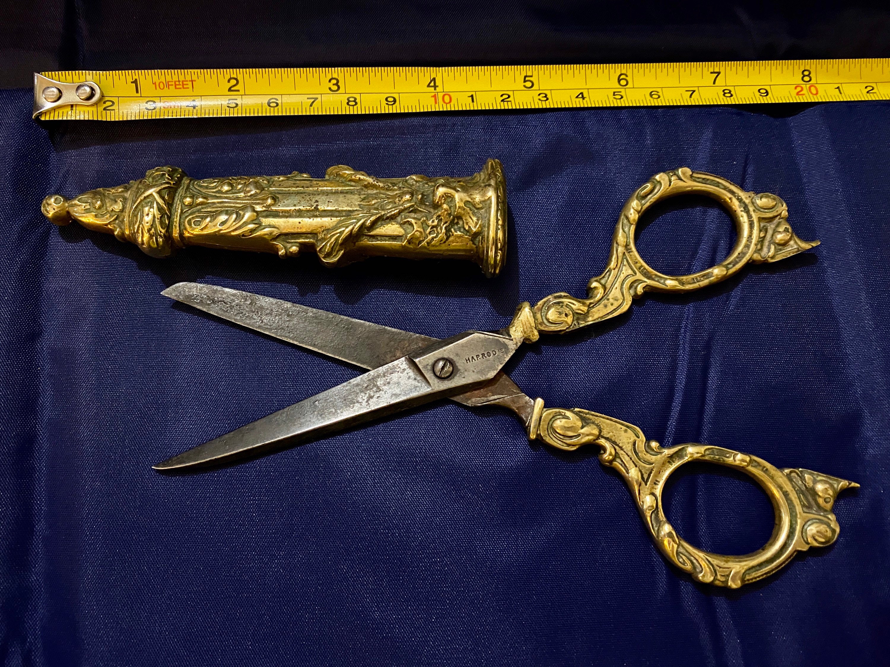Ornate Antique Victorian Dressmaking Scissors in Sheath, Branded ...