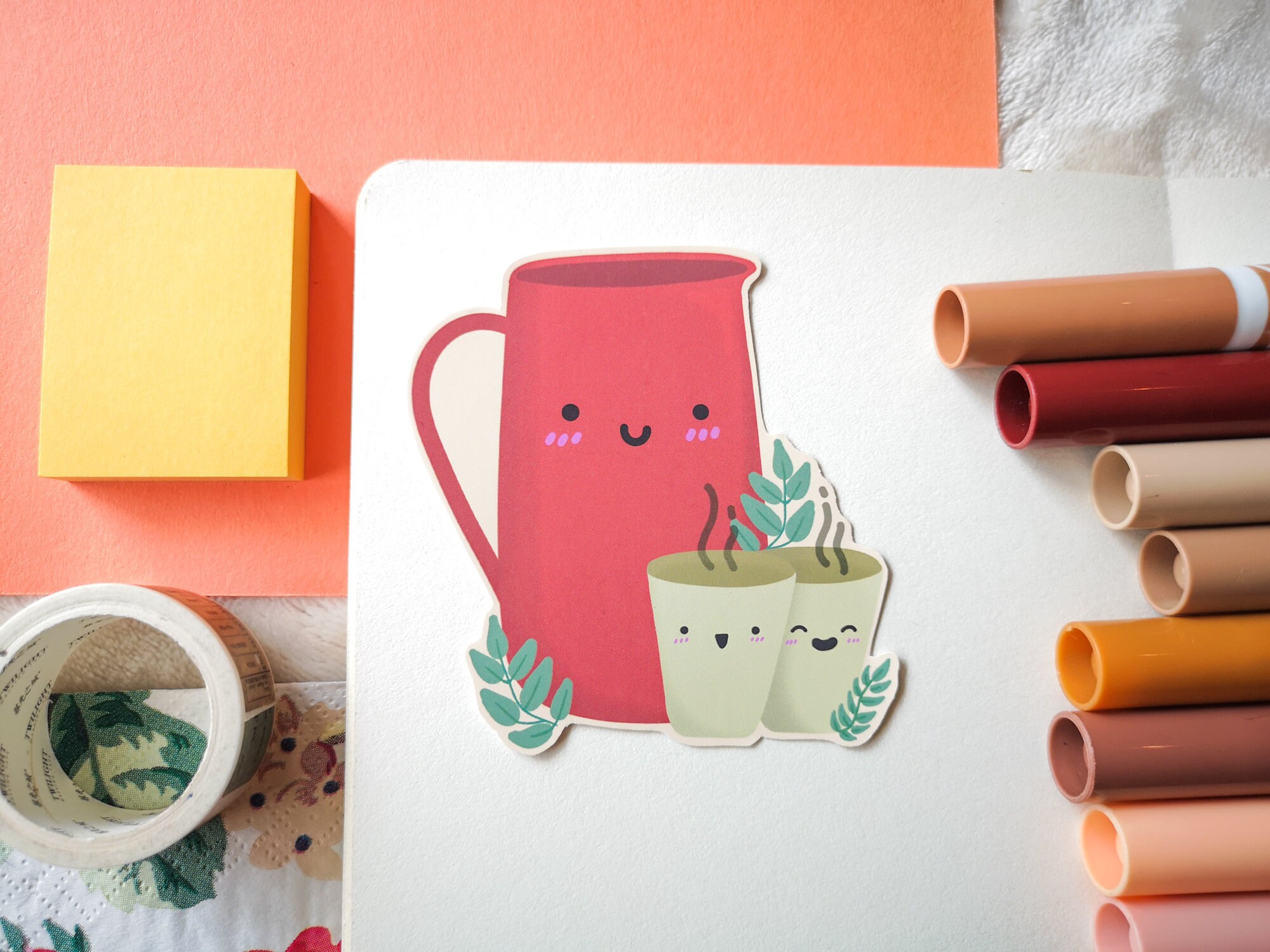 Fall sticker set Cute Glossy Sticker Illustration Decal Happy Jug With ...