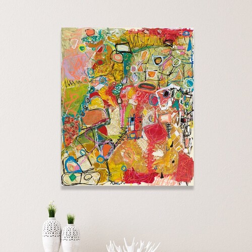 Large Abstract Collage Wall Art Print on Canvas - Etsy
