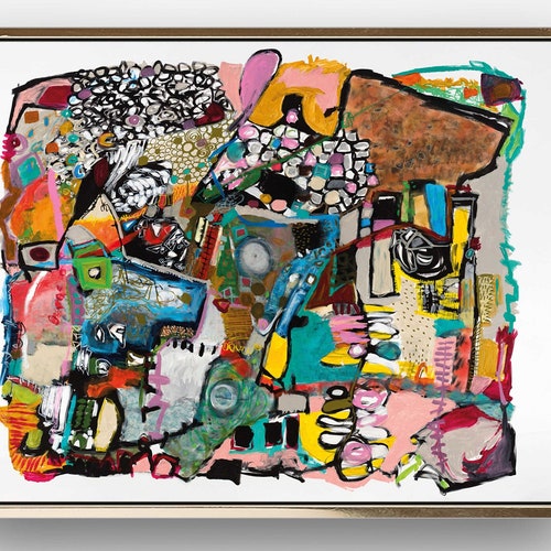 Large Abstract Collage Wall Art Print on Canvas - Etsy