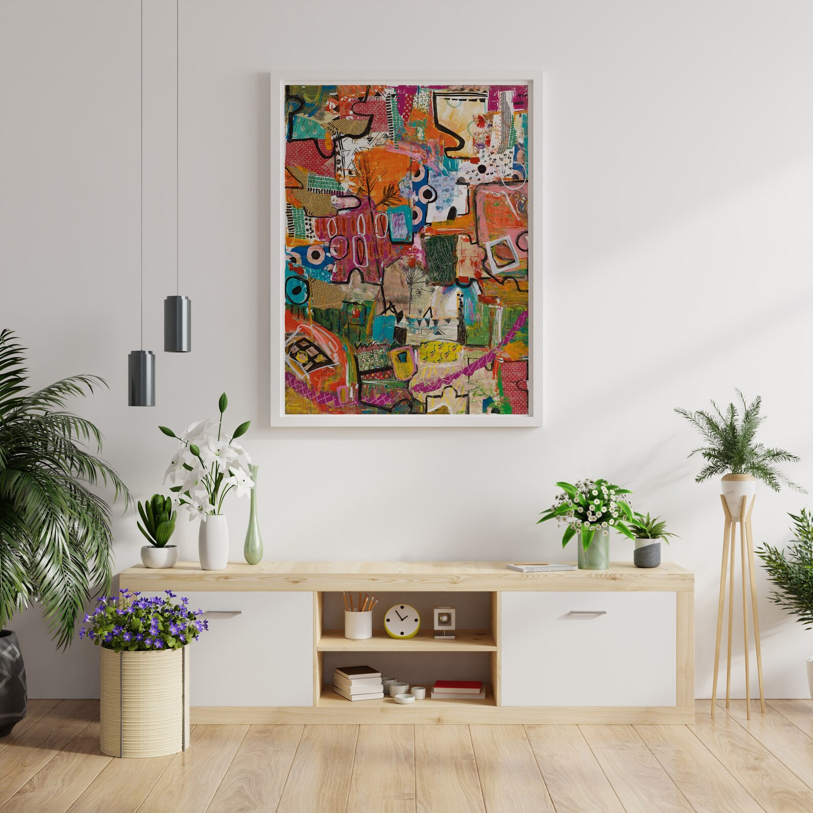 Large Abstract Collage Wall Art Print on Canvas | Etsy