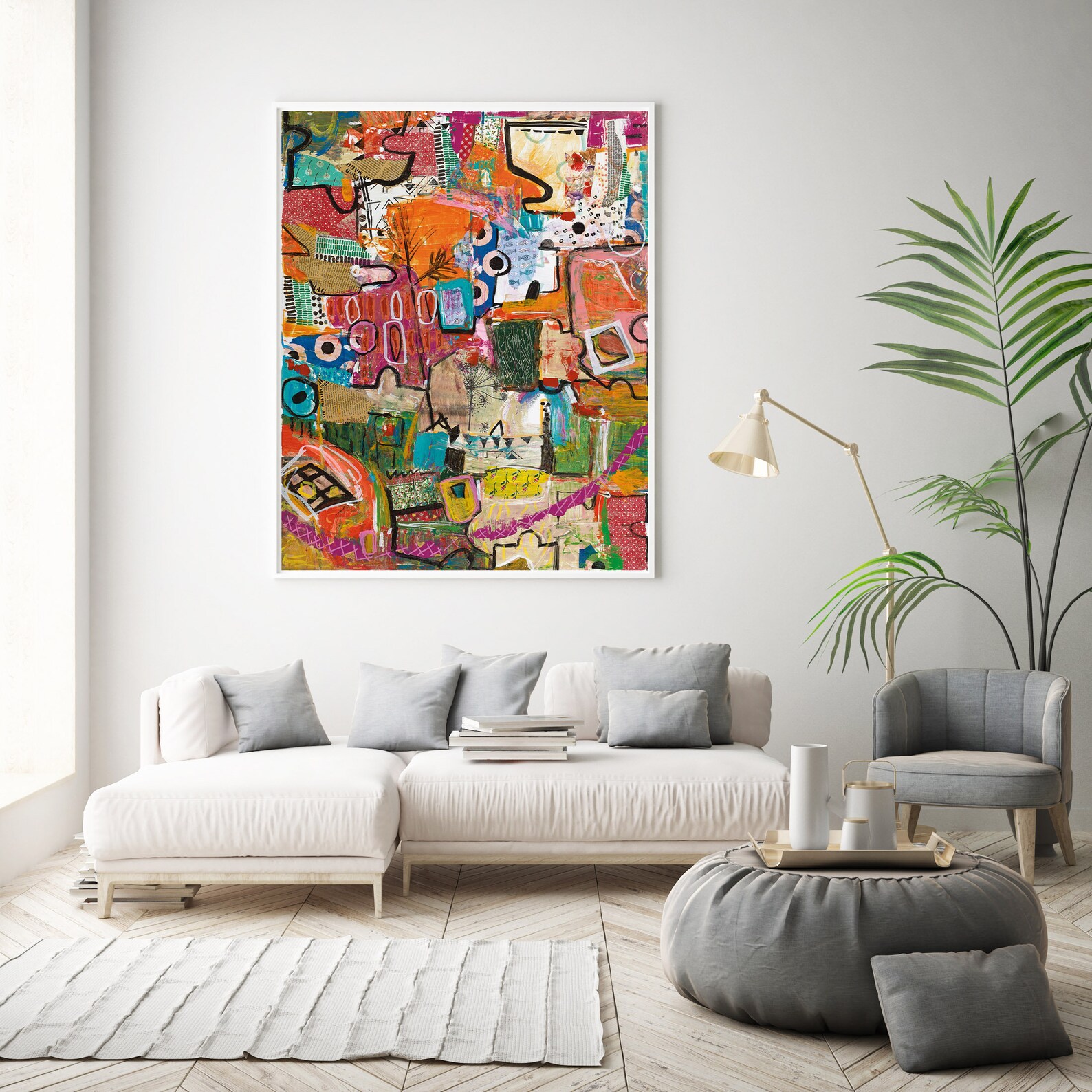 Large Abstract Collage Wall Art Print on Canvas | Etsy