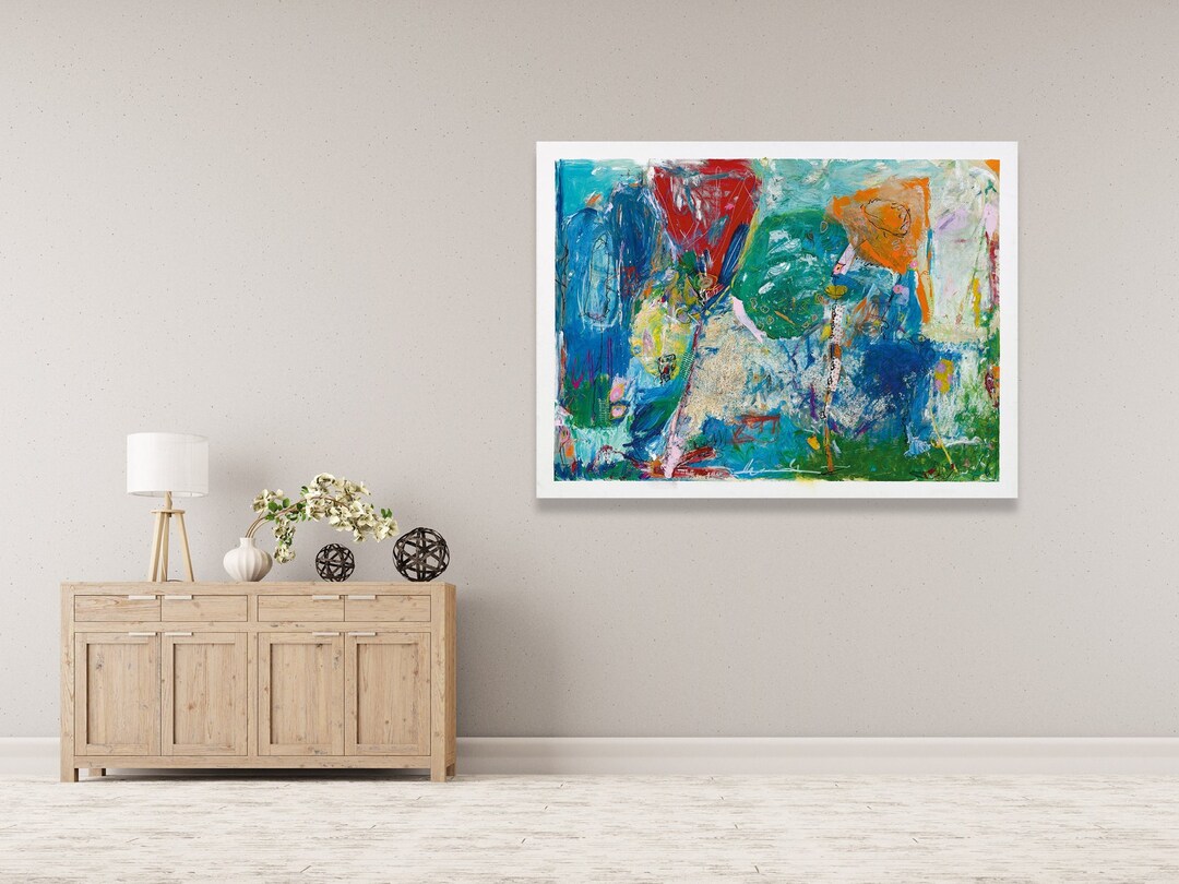 Blue Abstract Art, Entry Wall Decor, Original Abstract Print on Canvas ...